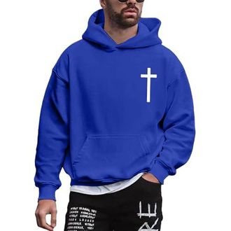 Generic Sweat à capuche pour homme imprimé au Royaume-Uni - Couleur unie - Style décontracté - Tendance - Manches longues - Streetwear - Haut ample - Léger - 