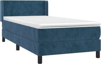 vidaXL Boxspringbett mit Matratze Dunkelblau 100x200 cm Samt Vidaxl