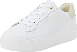 Tommy Hilfiger Damen Chic Platform Cupsole Sneaker Fw0Fw09021 Low Top, White (White/Soft Cream), 38 EU