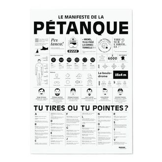 La Majorette &agrave; Moustache LA Majorette &Agrave; Moustache - Affiche Le Manifeste de la P&eacute;tanque - 50 cm x 70 cm - Livr&eacute;e dans Un Tube Protecteur en Carton (53 cm x 6 cm) pour Les Amou