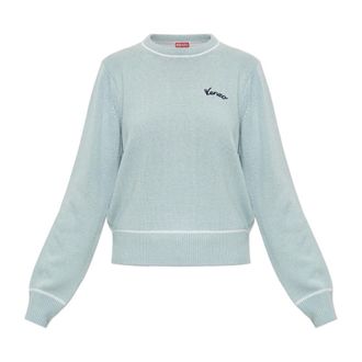 Kenzo Wollpullover mit aufgen&auml;htem Logo - - Knitwear - Damen - Blau - M