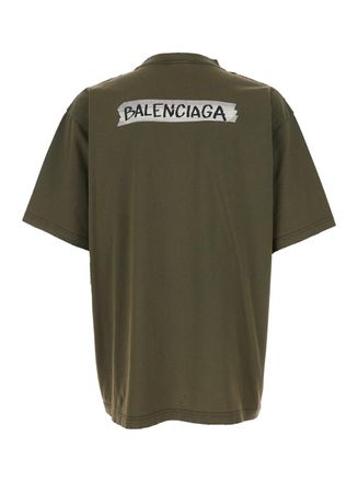 Balenciaga Mens T-Shirt Green Cotton T-Shirts And Polos