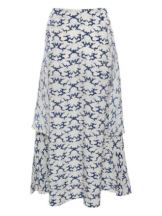 Stella McCartney jupe en soie à coupe longue - Blanc