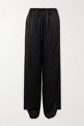 Proenza Schouler Pantalon Large En Crêpe Satiné Hazel - Noir