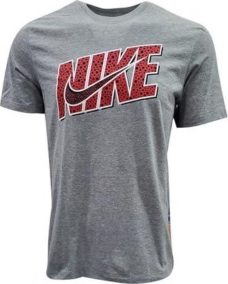 Nike Nike T-Shirt de Sport avec Logo Graphique pour Homme, Gris chiné (Rouge guépard), Taille L