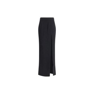 Alessandra Rich Longue Jupe en Tweed avec Fente Lat&eacute;rale - Femme - Jupes - Noir - Taille: 38 FR