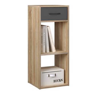 Woltu Bücherregal mit 3 Ebenen, Standregal mit 1 Stoffschublade 2 Würfeln, offenes Regal, Aufbewahrungsregal klein, für Wohnzimmer Schlafzimmer Kinderzimmer