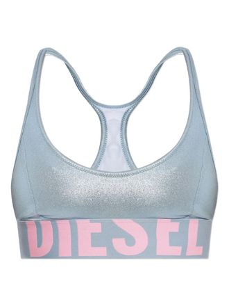 Diesel haut de bikini métallisé Zaira-D-Pop à dos nageur - Bleu