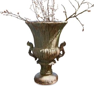 Loberon Amphore Estefanie, handbemalt, mit kunstreichen Details und authentischer Patina, Vase aus Kunststein geformt, Blumenvase, Wohn-Accessoire, Polyresin,