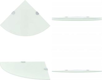 vidaXL Eckregale 2 Stk. mit verchromten Halterungen Glas Wei&szlig; 35x35 cm - Wandregal - Eckregal - Glasregal - Wohnwandregal - K&uuml;chenregal - Home & Living