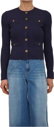 Twinset Femme, Pulls, Bleu, Taille: 42 FR Gilet en maille ajour&eacute;e