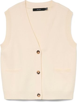 Vero Moda Damen Vmsaba Sl V-Neck Button Vest, Birch, S