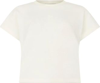 Elisabetta Franchi Femme, Tops, Blanc, Taille: 38 FR T-shirt &agrave; Manches Courtes Avec Inscription