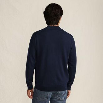 Lands End Merino-Cardigan mit Rei&szlig;verschluss, Herren, Gr&ouml;&szlig;e:52-54 regular, Blau, Wolle, by Lands End