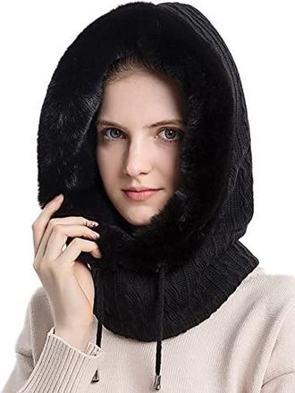 Feoya Cagoule Polaire Hiver Femme Balaclava Chapeau Multifonction Bonnet Tour de Cou Chapeau Ski Coupe-Vent Outdoor Moto Montagne Camping A1