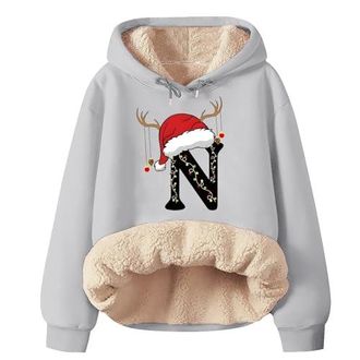 Generic Pull de No&euml;l 2025 pour femme - Grande taille - Haut moelleux &agrave; manches longues - Coupe ample - Doux et confortable - Avec cordon de serrage - Pull &agrave; c