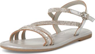 Tamaris Damen Sandalen Leder Sommer; SILVER GLAM/metallic; 41 EU