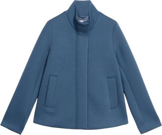 Oltre Femme, Manteaux, Bleu, Taille: 48 FR Manteau Scuba &agrave; Col Montant