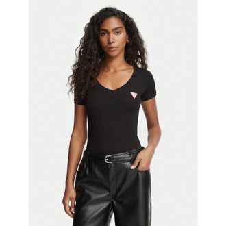 Guess T-Shirt W2YI45 J1314 Schwarz Slim Fit