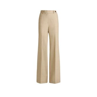 Kiton Pantalon Palazzo Glen Plaid Taille Haute - Femme - Pantalons - Beige - Taille: 36 FR
