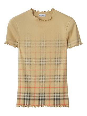 Burberry t-shirt volant&eacute; &agrave; carreaux - Tons neutres
