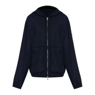 Moncler Flanell-Rei&szlig;verschluss-Hoodie - - Sweatshirts & Hoodies - Herren - Blau - S