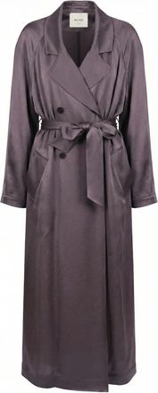 Alysi Femme, Manteaux, Gris, Taille: 36 FR Trench lungo laminato
