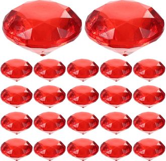 NUOBESTY DOITOOL Simulierte Edelsteine Vasenf&uuml;ller 40mm Kunststoff Dekorationsf&uuml;llung f&uuml;r Vasen Party und Valentinstagsdeko Verschlei&szlig;festes Material Rote Schm