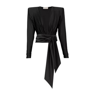 Alexandre Vauthier Envelope Top mit langen &Auml;rmeln - - Blouses & Shirts - Damen - Schwarzk - M