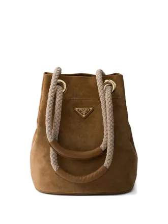 Prada sac seau Mariner médium en daim - Marron