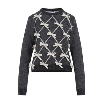 Moschino Fantasia Grigio Schleifen-Pullover - - Knitwear - Damen - Mehrfarbig - XS