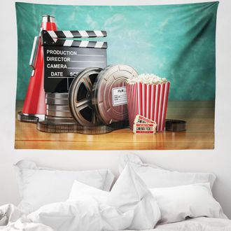 Abakuhaus Kino Wandteppich, Produktion Theme aus Weiches Mikrofaser Stoff Waschbar ohne Verblassen Digitaldruck, 150 x 110 cm, Hellgrün Braun