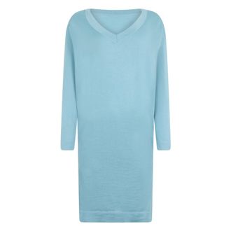 Malo V-neck Midi Kleid - - Knitwear - Damen - Blau - 2XL