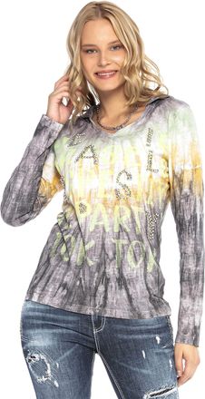 Cipo & Baxx Damen Sweatshirt Langarm WL237 Anthrazit - Stylischer Pullover mit Print & Verzierungen - Bequemer Alltags-Look f&uuml;r Freizeit, Schule & Streetwear Outf
