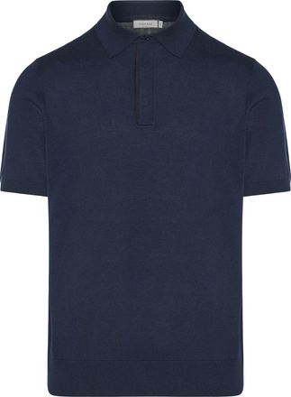 Canali Homme, Tops, Bleu, Taille: 2XL Polo en m&eacute;lange de coton avec d&eacute;tails en cuir