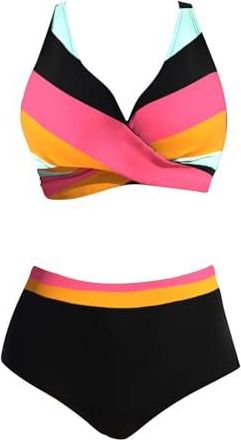 Generic Ensemble bikini pour femme &eacute;l&eacute;gant et sexy - Deux pi&egrave;ces - Col en V - Triangle - Push Up - Bikini de plage - Maillot de bain ventre plat - Bas de biki