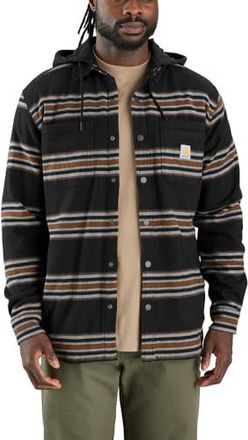Carhartt Work in Progress Rugged Flex Chemise à capuche doublée de molleton en flanelle pour homme, coupe décontractée, Jac, marron Carhartt / noir, taille XL