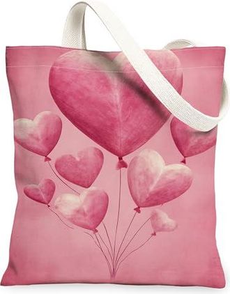 Generic Sacs fourre-tout en toile en forme de coeur pour la Saint-Valentin, sacs d&eacute;picerie r&eacute;utilisables, l&eacute;gers et lavables, p&ecirc;che, 13x15 Inch