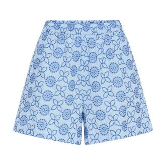 Ichi Ichi - Shorts &agrave; broderies florales - Femme - Shorts - Bleu - Taille: 40 FR