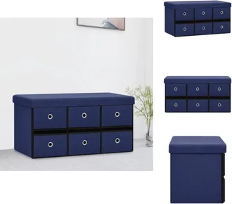 vidaXL Truhen- & Flurb&auml;nke - Living Faltbare Sitzbank mit Stauraum Blau 76x38x38 cm Leinenoptik