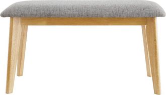 Miliboo Bank aus Hevea-Holz und hellgrauem Stoff ELION