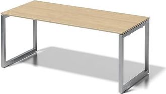 Bisley Cito Schreibtisch, 740 mm h&ouml;henfixes O-Gestell, Metall, Mp355 Dekor Ahorn, Gestell Silber, 80 x 180 x 85 cm