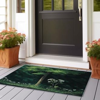 Generic Tapis de Couloir Long 50 x 150 cm, Poil Ras Antid&eacute;rapant Tapis pour Porte Buanderie, Nature For&ecirc;t Plantes Feuilles Long Entr&eacute;e Doux pour Interieur Cha