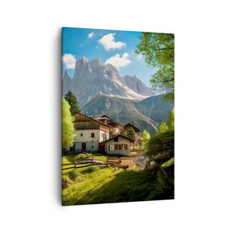 Arttor Bilder auf Leinwand Berge Landschaft Alpen Leinwandbild mit Rahmen 50x70cm Wandbilder Dekoration Wohnzimmer Schlafzimmer Küche Deko Groß Wanddeko Bild