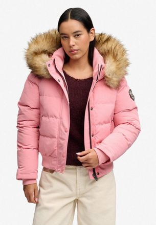Superdry Steppjacke EVEREST HOODED BOMBER JKT Kunstfaser, slim fit