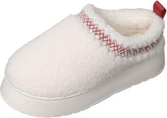 Generic Pantoufles &agrave; Plateforme pelucheuses pour Femmes dint&eacute;rieur et dext&eacute;rieur, Pantoufles dhiver Tendance doubl&eacute;es de Fourrure Polaire, Bottines Confortabl
