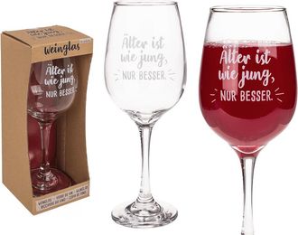 Out of the Blue Weinglas, Älter ist wie jung, nur besser, für ca. 420 ml, ca. 22,5 cm, in Verpackung aus Kraftpapier