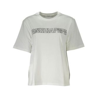 Patrizia Pepe Elegantes T-Shirt mit Strass-Crewneck - - Tops - Damen - Wei&szlig; - XS
