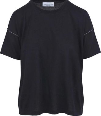 Roberto Collina Femme, Tops, Noir, Taille: 42 FR T-shirt &agrave; coutures contrast&eacute;es