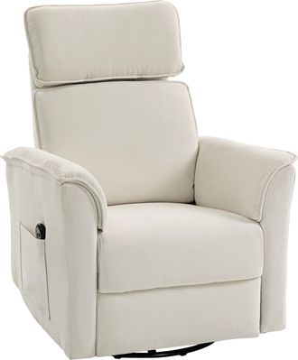 HOMCOM Elektrisch Relaxsessel Fernsehsessel mit Liegefunktion, Verstellbare R&uuml;ckenlehne und Kopfst&uuml;tze Drehbar TV Sessel mit Seitentasche Wippfunktion Chenil